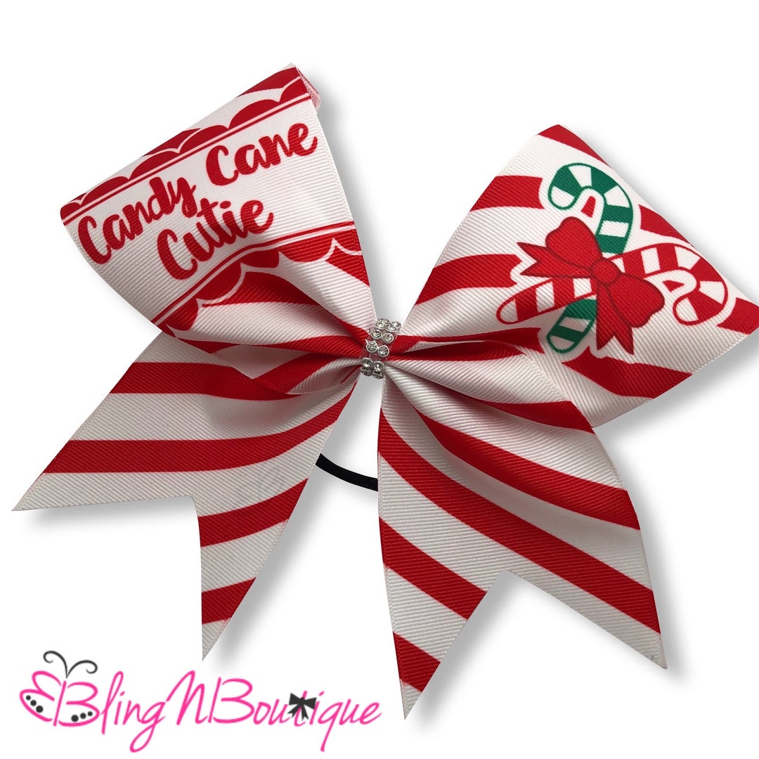 Christmas Cheer Bow - Red and White Cheer Bow - Candy Cane Cheer Bow ...