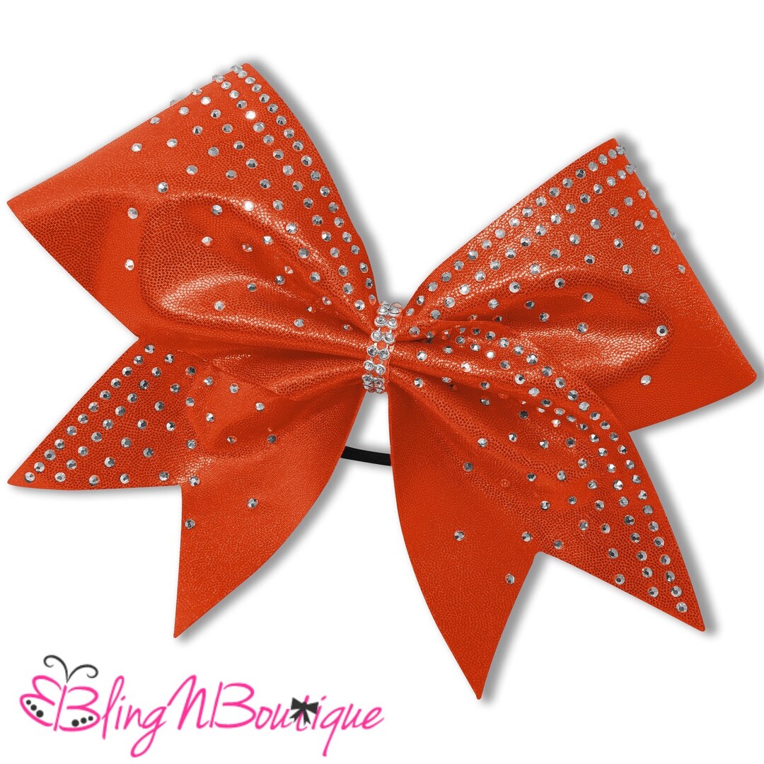 Rhinestone Cheer Bow - Orange Cheer Bow - Orange Hair Bow - Trestles in ...