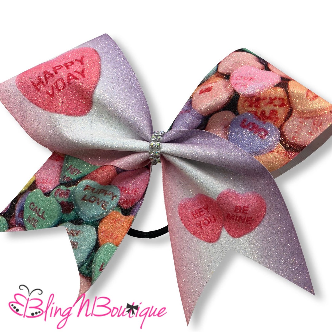 Valentine Cheer Bow - Pink and Purple Cheer Bow - Happy Vday Candy ...