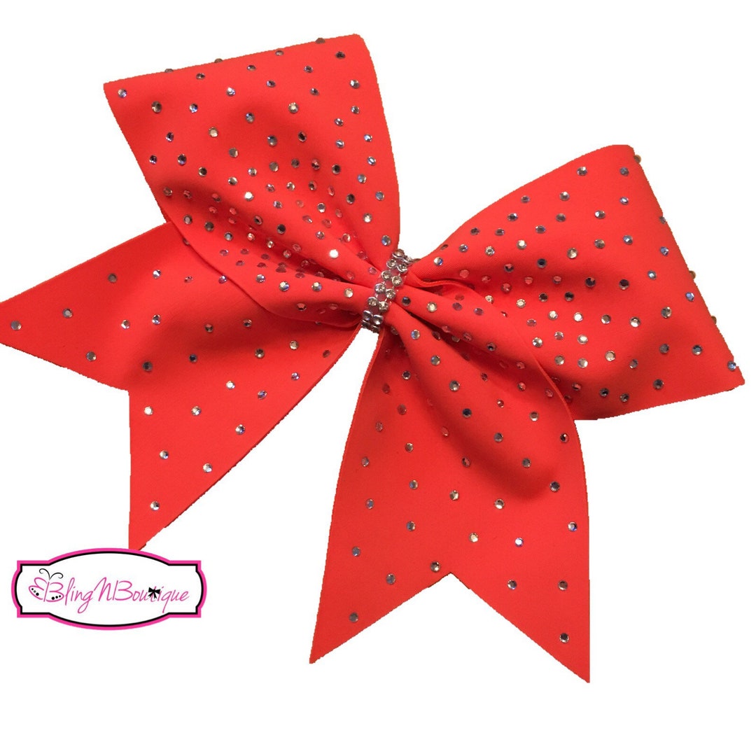 Rhinestone Cheer Bow - Orange Cheer Bow - Neon Orange Hair Bow ...