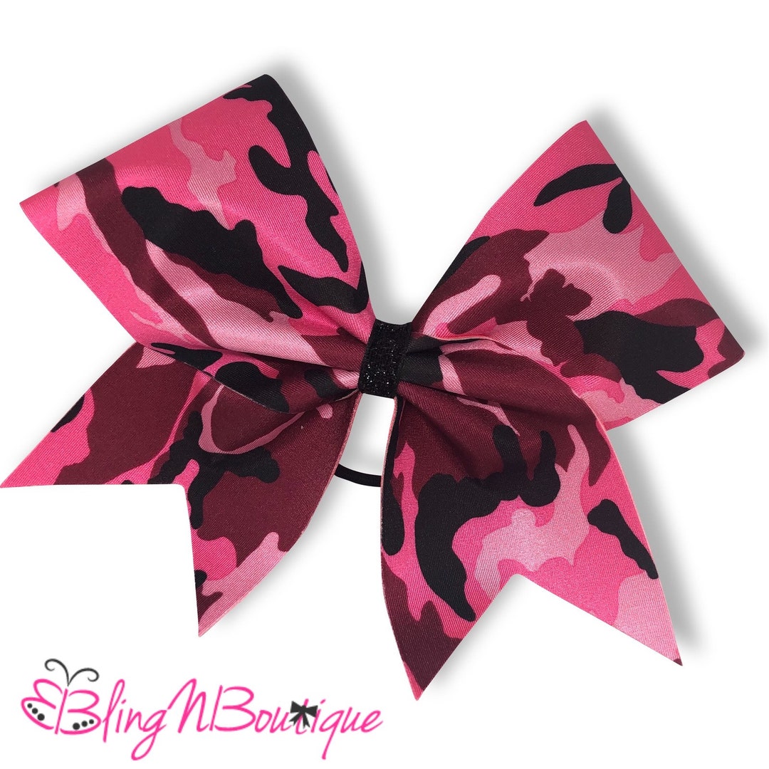 Pink Cheer Bow - Pink Camo Bow - Pink Camouflage Cheer Bow - Camo Me ...