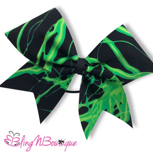 Neon Green and Black Glitter Cheer Bow - Etsy