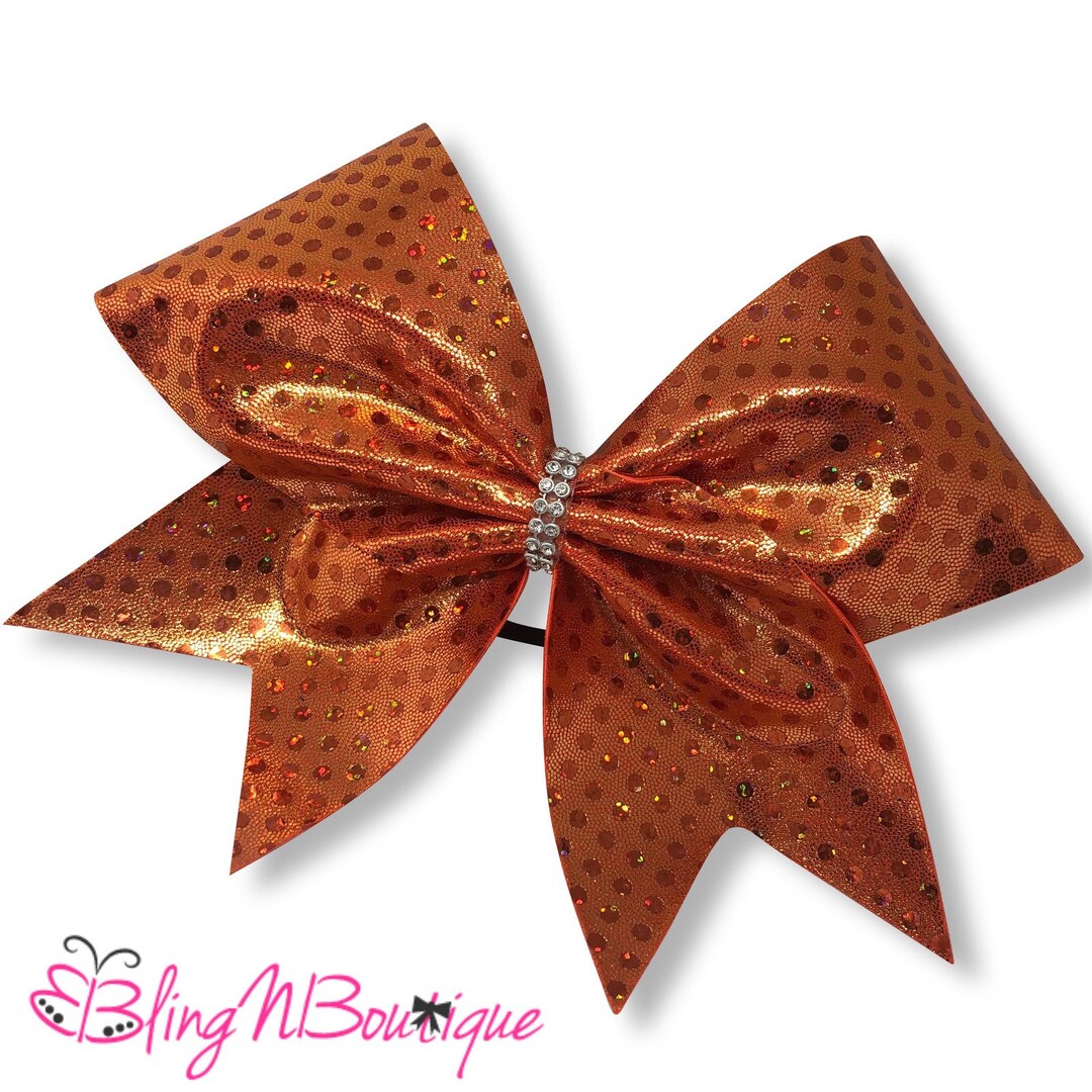 Orange Cheer Bow - Orange Dot Cheer Bow - Etsy