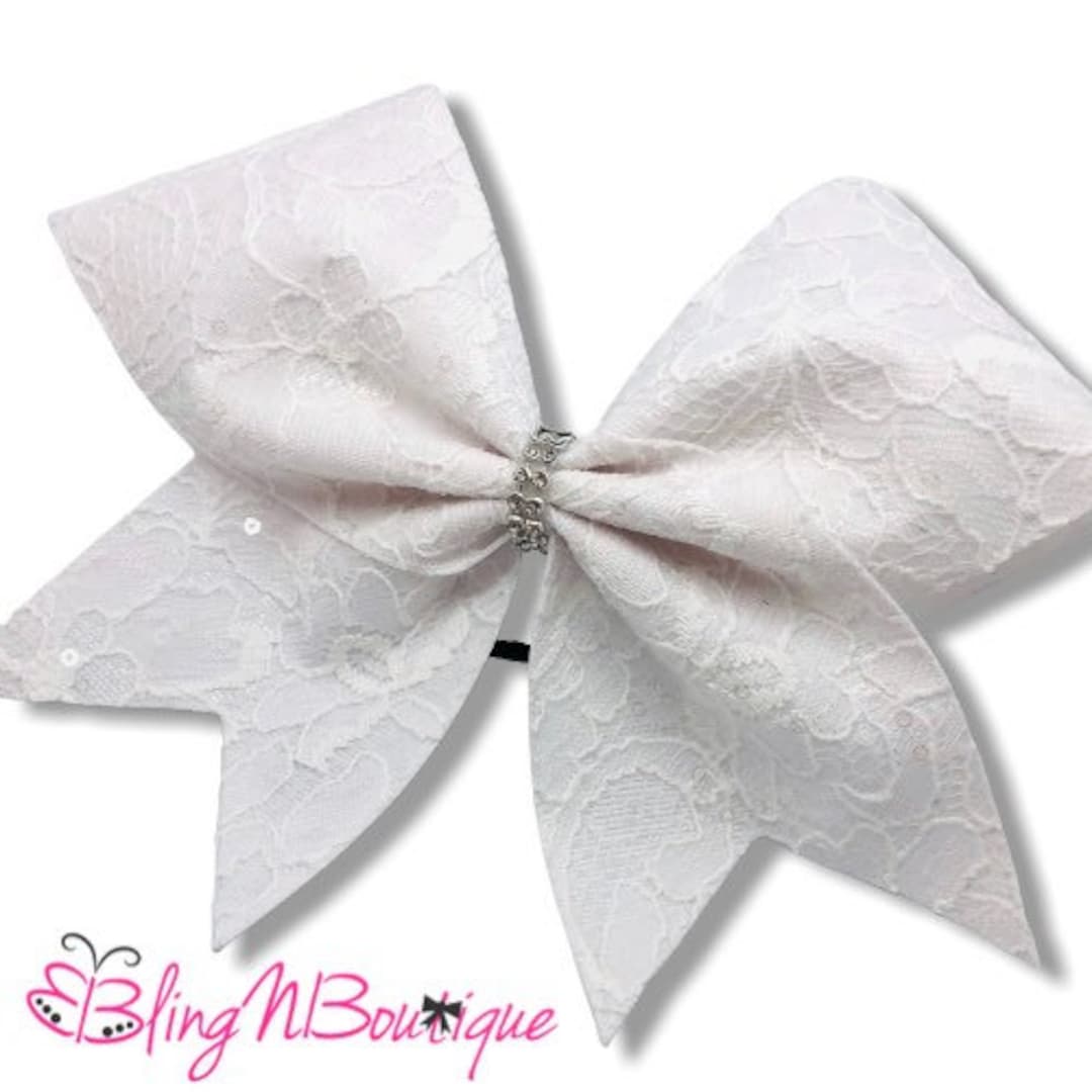 White Cheer Bow - White Lace Cheer Bow - Etsy