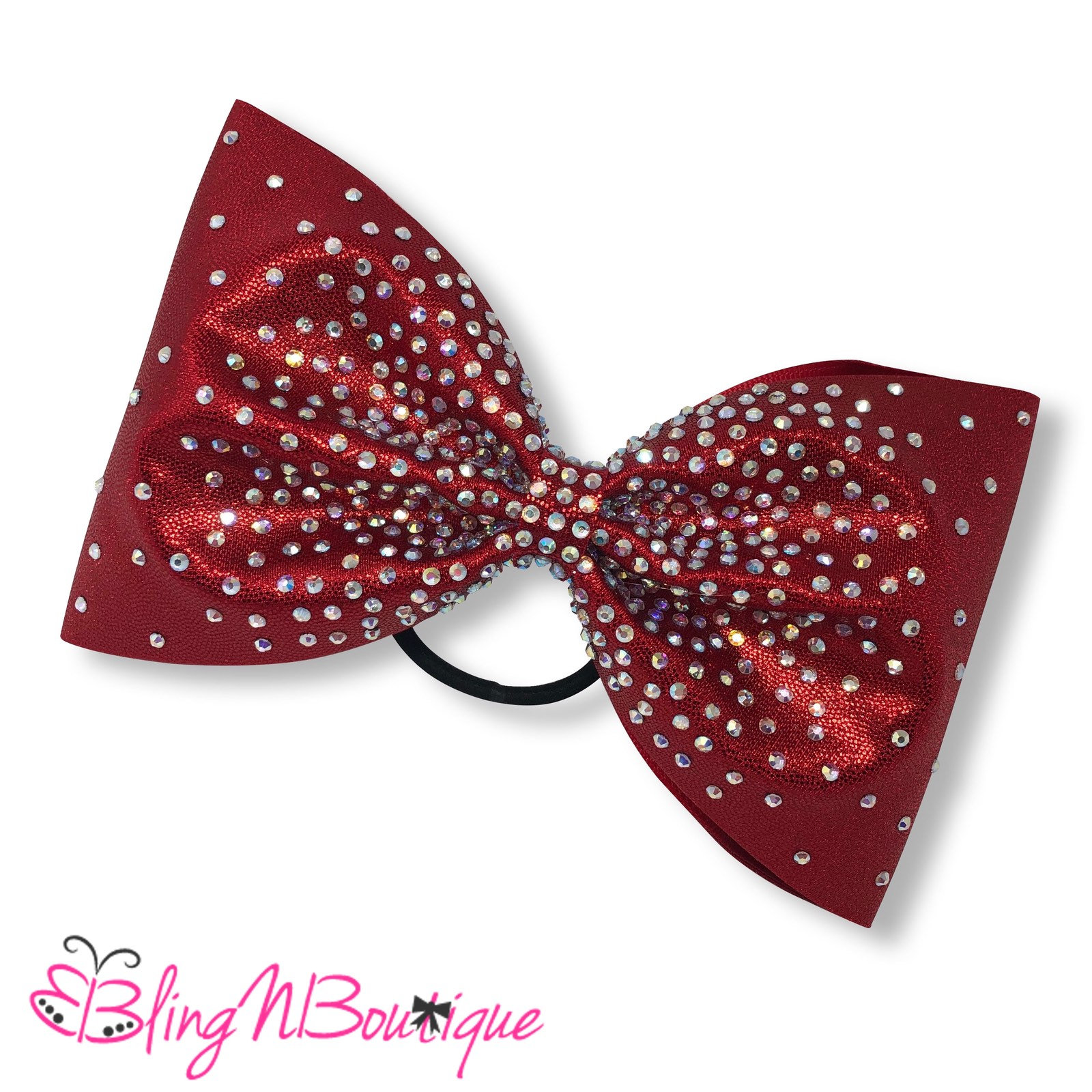 Red Rhinestone Cheer Bows