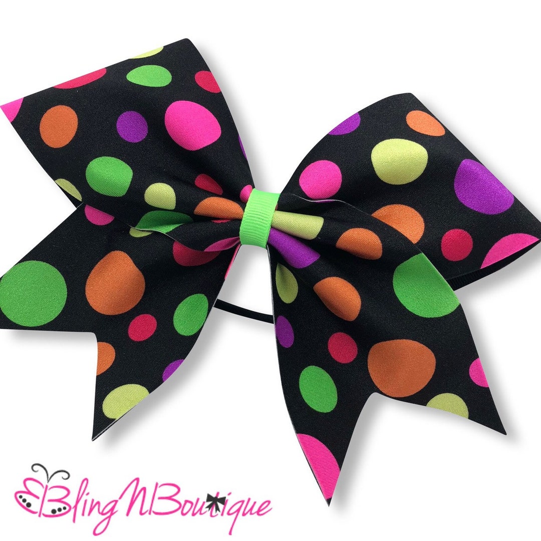 Polka dot Cheer Bow-Cheer noir Bow-Neon Cheer Bow-néon polka - Etsy France