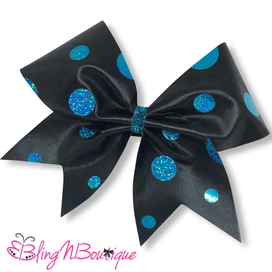 Black Cheer Bow - Teal Cheer Bow - Polka Dot Cheer Bow - Midnight Teal ...