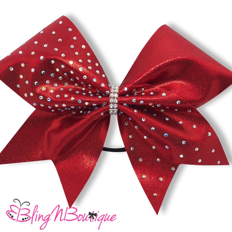 Rhinestone Cheer Bow - Red Cheer Bow - Red Hair Bow - Dabling in Red - Etsy