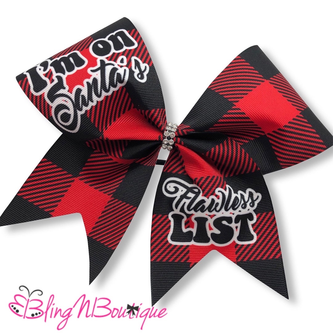 Christmas Cheer Bow - Black and Red Cheer Bow - Plaid Cheer Bow - I'm ...