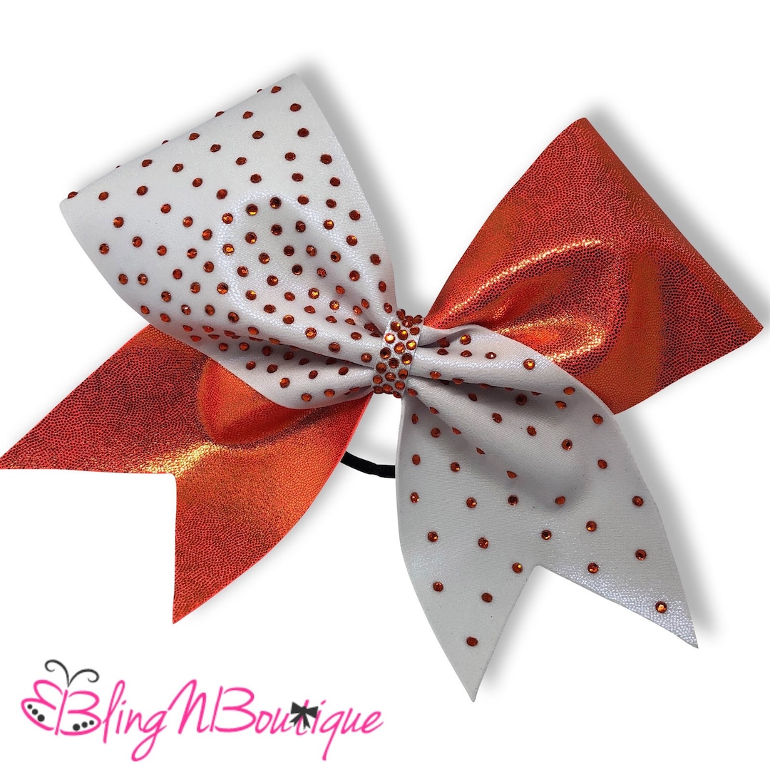 Rhinestone Cheer Bow - Orange Cheer Bow - White Cheer Bow - Dabling in ...