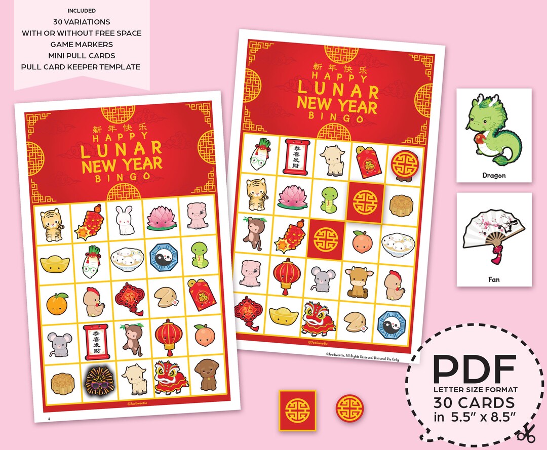 Lunar New Year Bingo Game Kitprintable PDF Download - Etsy UK