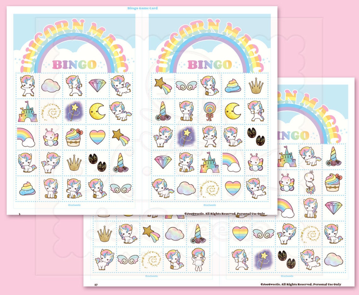Unicorn Magic Bingo Game Kitprintable PDF Download - Etsy