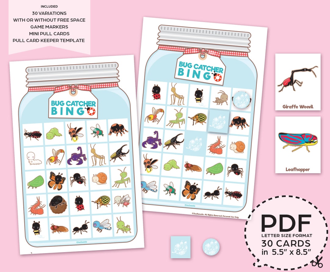 Bug Catcher Bingo Game Kitprintable PDF Download - Etsy