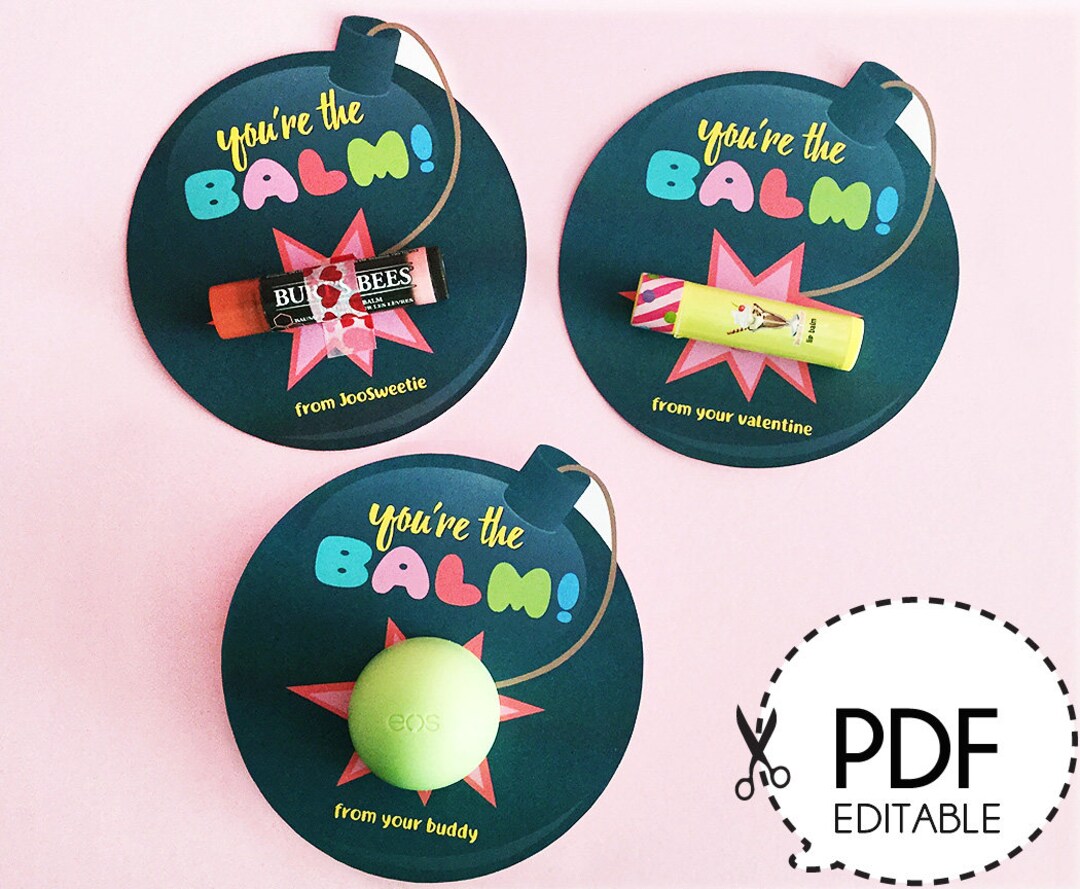 You're the Balm Valentine Favor Card-printable PDF Download - Etsy