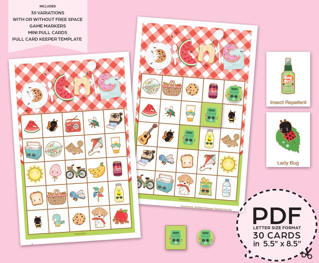 Picnic Bingo Game Kitprintable PDF Download - Etsy