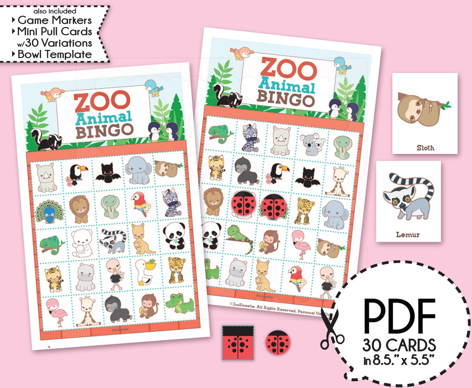 Zoo Animal Bingo Game Kitprintable PDF Download - Etsy