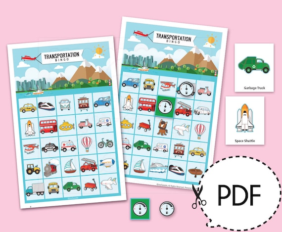 Transportation Bingo Game KitPrintable PDF Download | Etsy