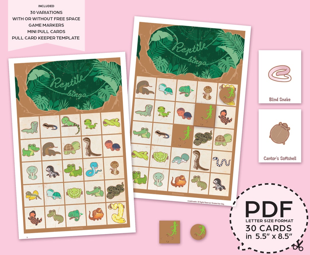 Reptile Bingo Game Kitprintable PDF Download - Etsy