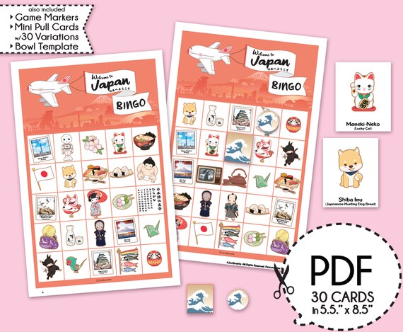 Welcome to Japan Bingo Game Kitprintable PDF Download - Etsy