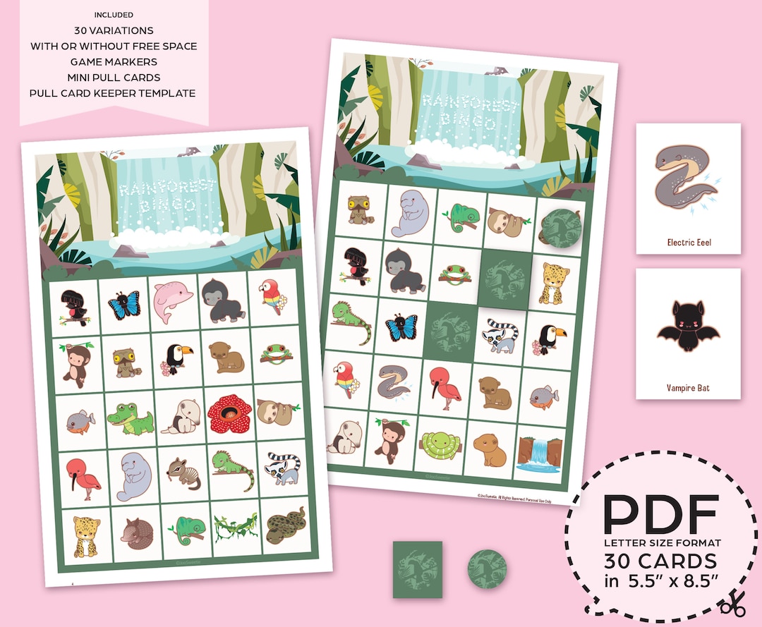 Rainforest Jungle Bingo Game Kitprintable PDF Download - Etsy