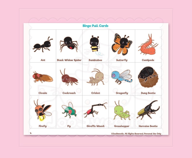 Bug Catcher Bingo Game Kitprintable PDF Download - Etsy