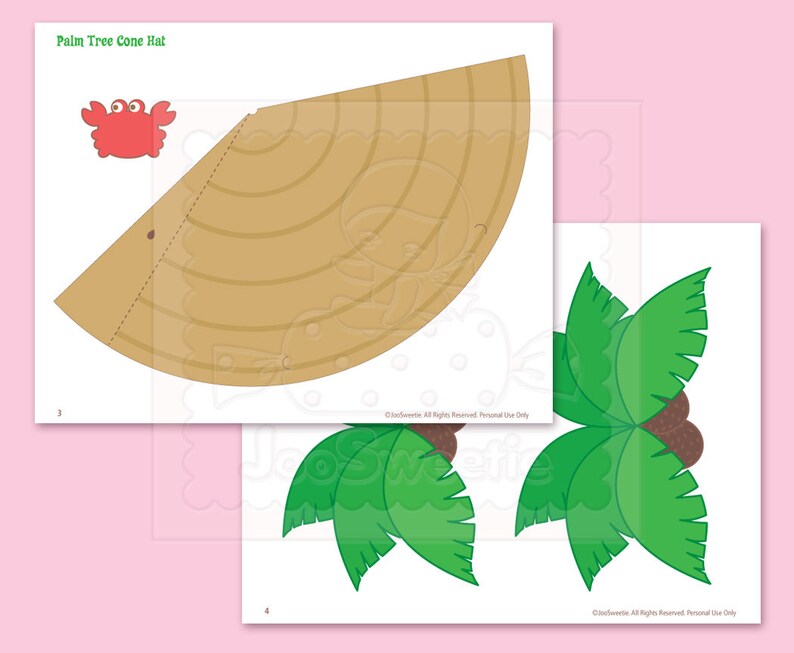 Aloha Luau Hawaiian Palm Tree Party Hat Printable PDF - Etsy