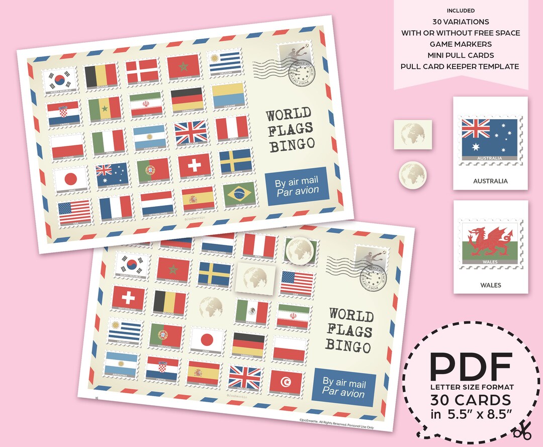 World Flags Bingo Game Kitprintable PDF Download - Etsy
