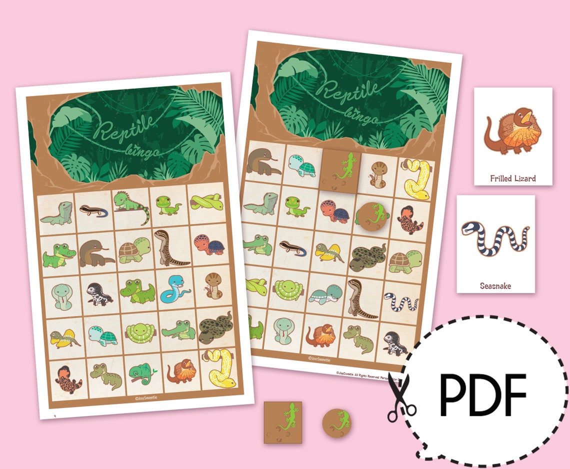 Reptile Bingo Game KitPrintable PDF Download | Etsy