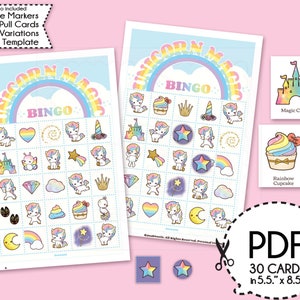 Unicorn Magic Bingo Game Kitprintable PDF Download - Etsy