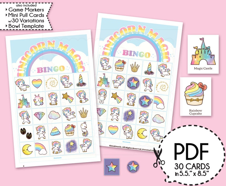 Unicorn Magic Bingo Game Kitprintable PDF Download - Etsy