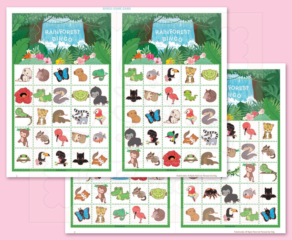 Rainforest Jungle Bingo Game Kitprintable PDF Download - Etsy