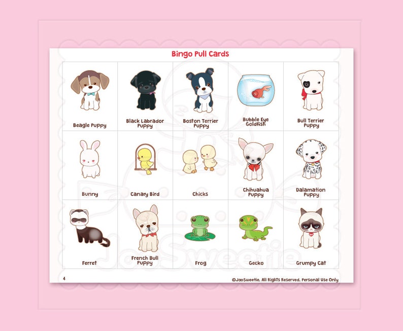 Pet Shop Animals Bingo Game KitPrintable PDF Download | Etsy