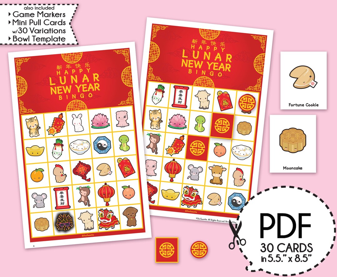 Lunar New Year Bingo Game Kitprintable PDF Download - Etsy