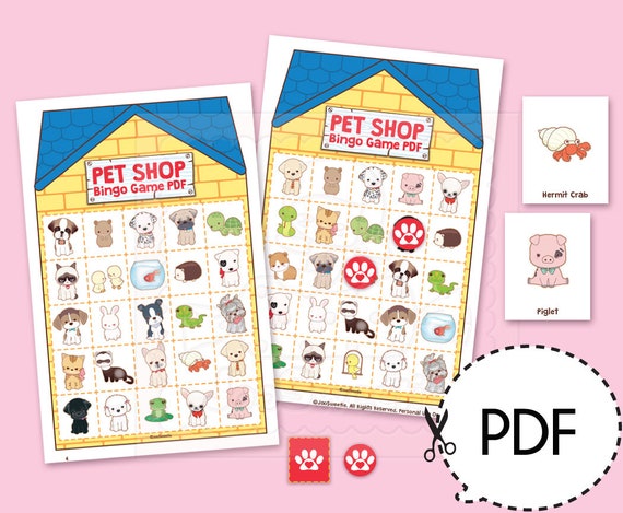 Pet Shop Animals Bingo Game KitPrintable PDF Download | Etsy