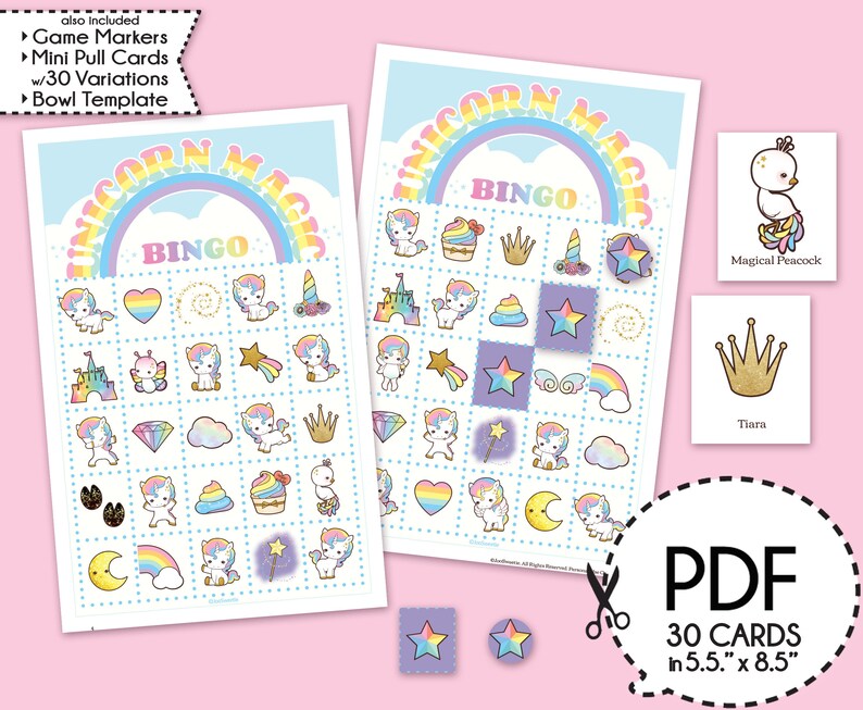 Unicorn Magic Bingo Game Kitprintable PDF Download - Etsy