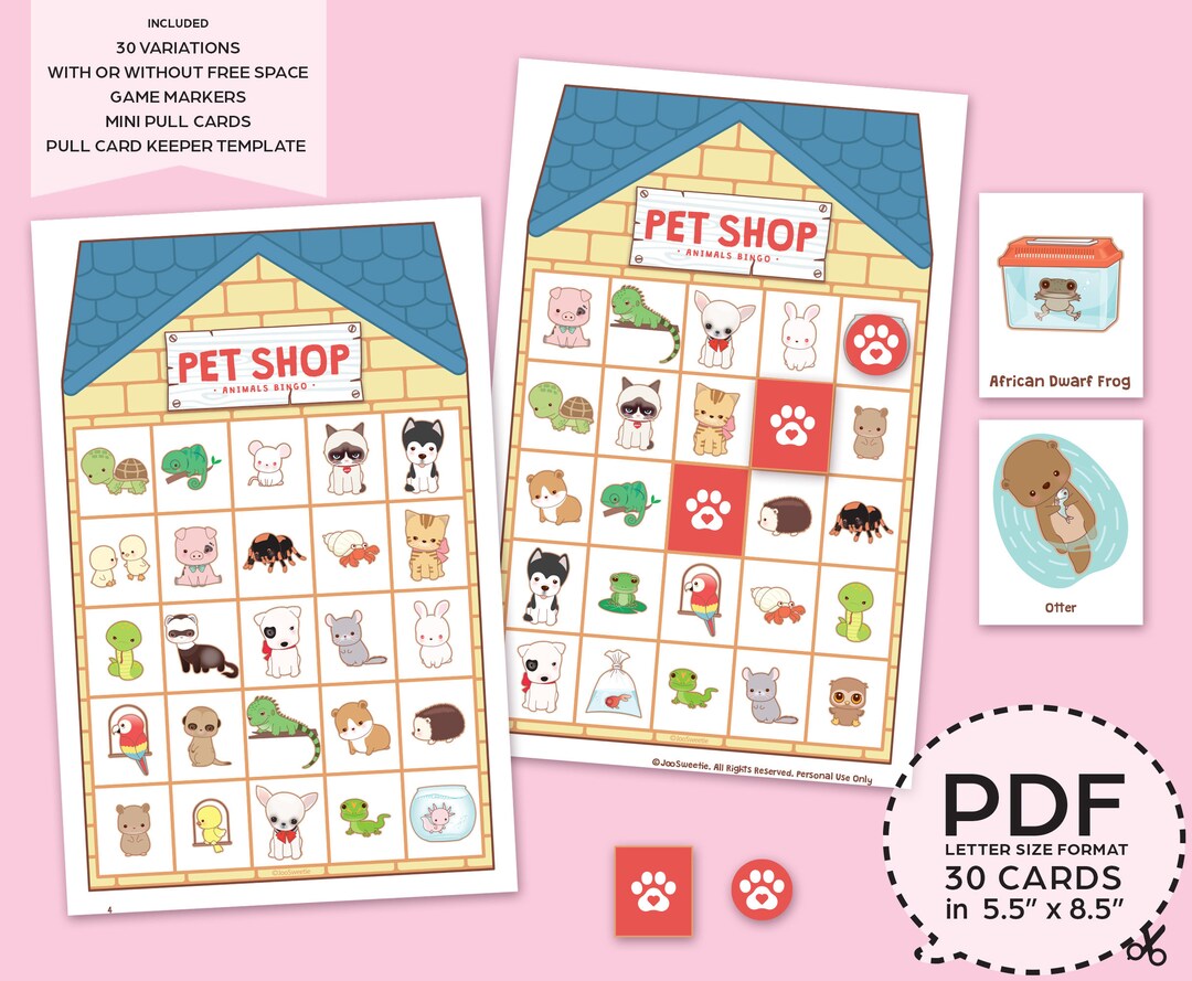 Pet Shop Animals Bingo Game Kitprintable PDF Download - Etsy
