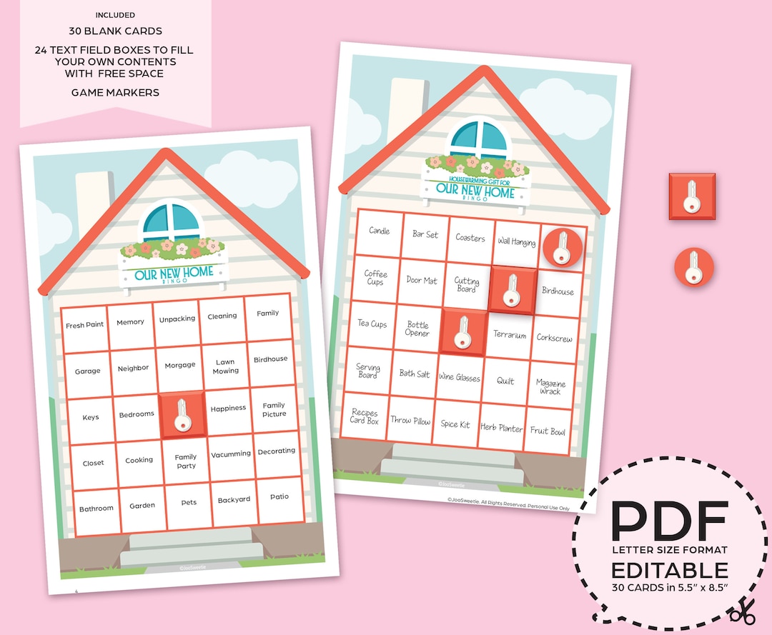 Our New Home Housewarming Editable Bingo Game Kitprintable PDF Download ...