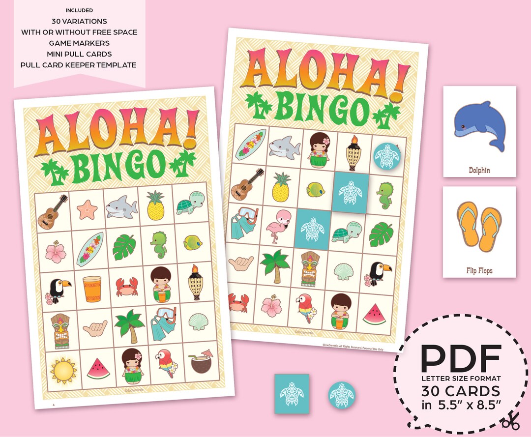 Aloha Luau Hawaii Bingo Game Kit | PDF Download - Etsy