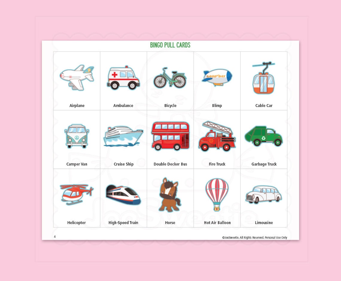 Buy Transportation Bingo Game Kitprintable PDF Download Online in India ...