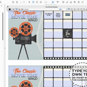 Your Theme of Movie Time Bingo Game Kitprintable PDF Download - Etsy