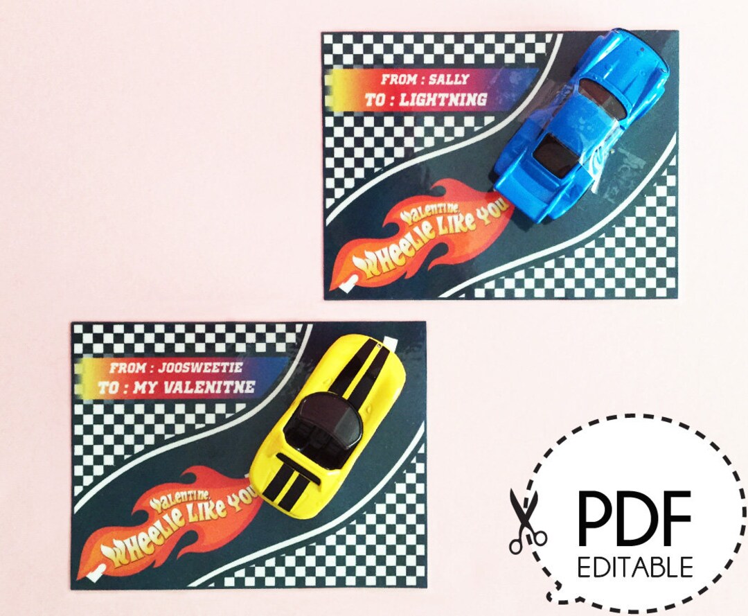 Wheelie Like You Race Car Valentine Favor Card-printable PDF Download ...