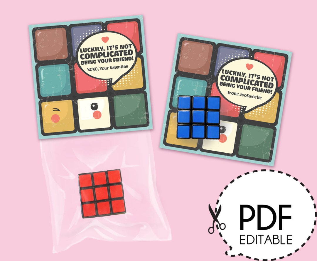 Mini Cube Valentine's Day Label | Editable PDF Download - Etsy