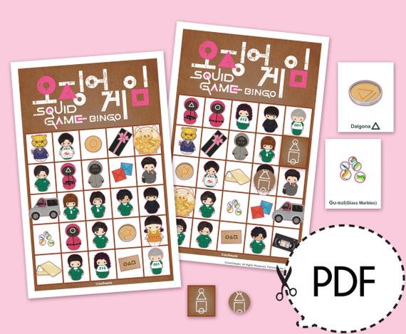 Squid Game Bingo Game Kit30 Cards Mini Pull | Etsy