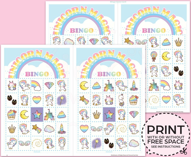 Unicorn Magic Bingo Game Kitprintable PDF Download - Etsy