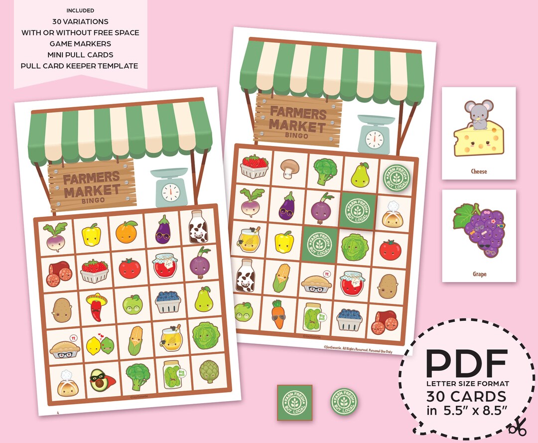 Farmers Market Bingo Game Kit | PDF Download - Etsy