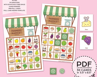 Farmers Market Printable Bingo Game for Kids Instant Digital Download ...