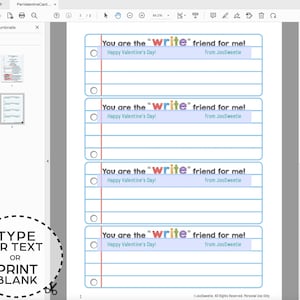 You're Write Friend for Me Valentine Pen Favor Card(6.75" X 2.25 ...