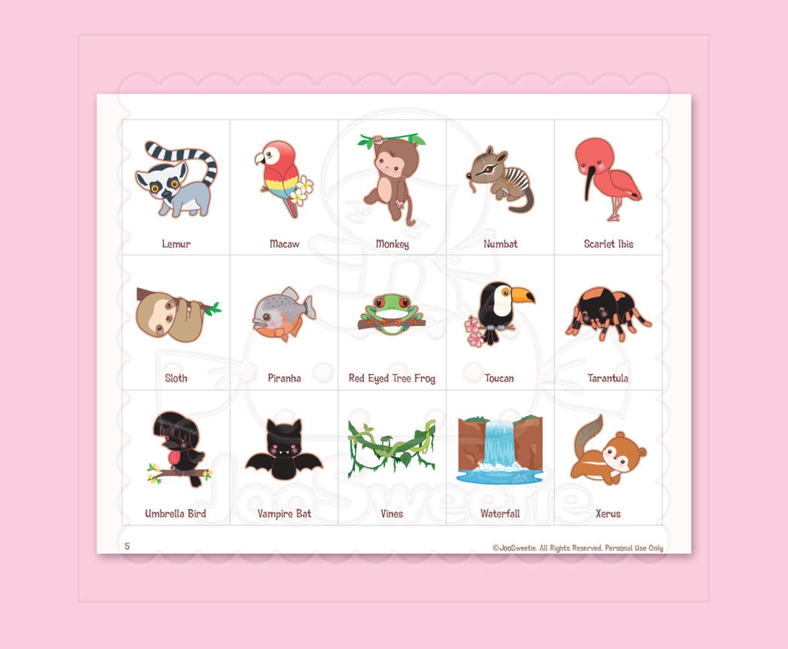 Rainforest Jungle Bingo Game Kitprintable PDF Download - Etsy