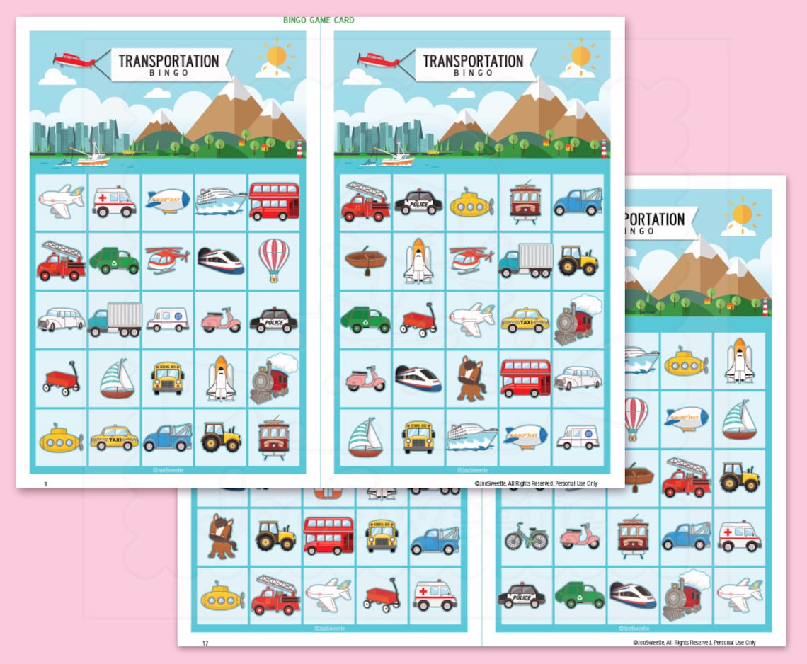 Transportation Bingo Game Kitprintable PDF Download - Etsy Norway