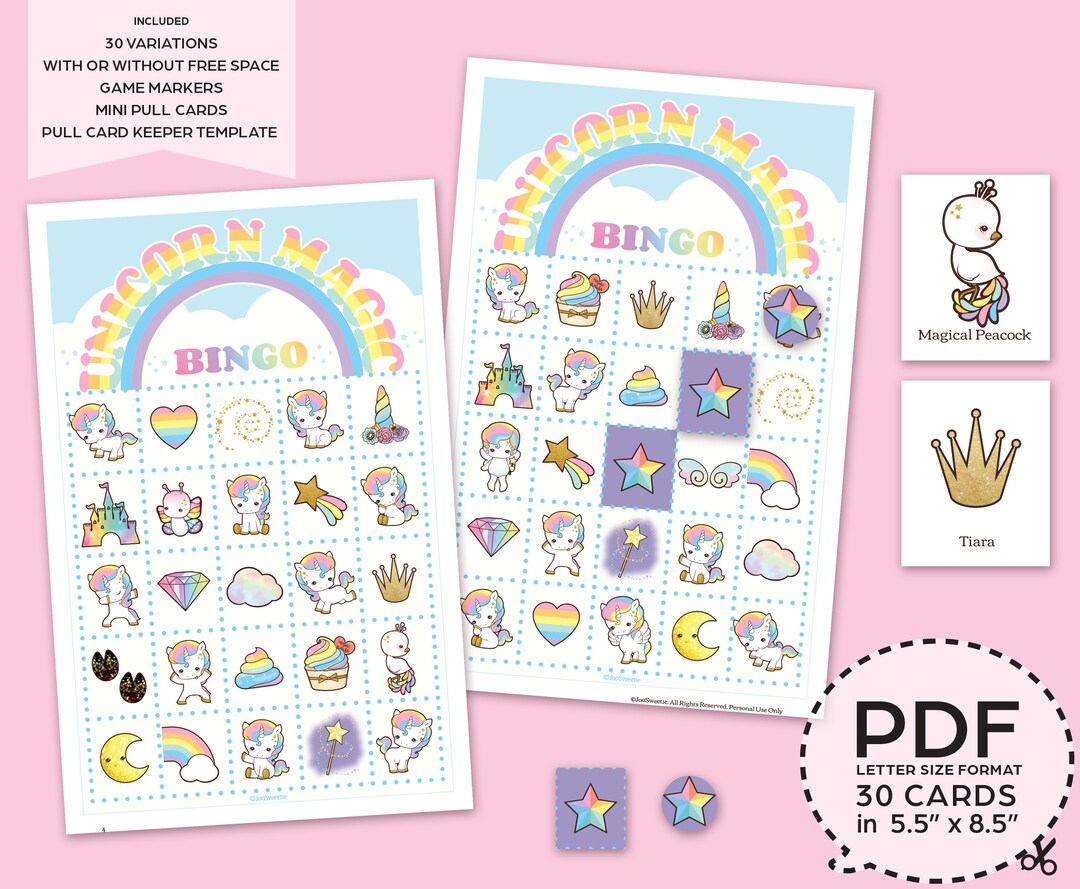 Unicorn Magic Bingo Game Kitprintable PDF Download - Etsy